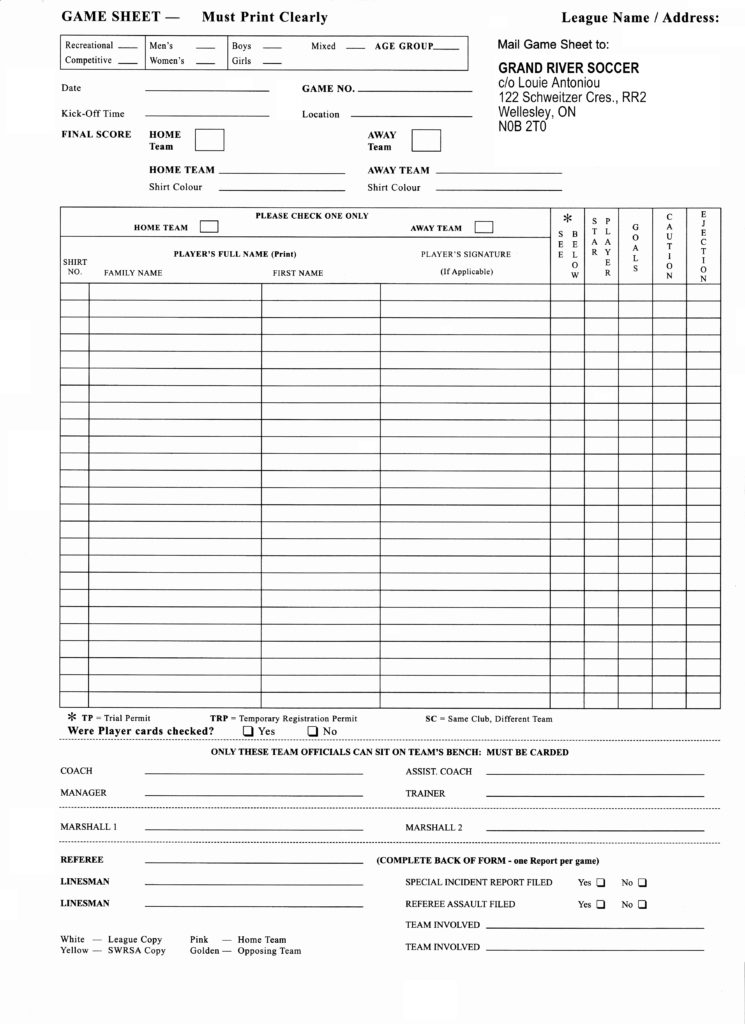 Documents & Forms – Grand River Soccer Club